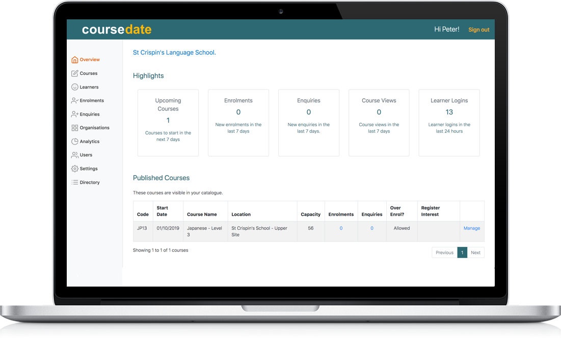 Coursedate - Course Booking and Training Management System